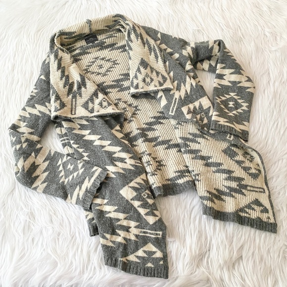 Market & Spruce | Sweaters | Market Spruce Cream Grey Knit Waterfall ...